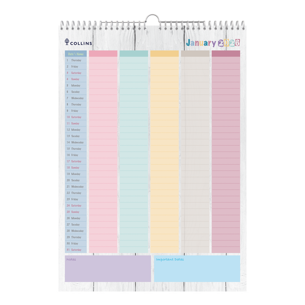 Collins Brighton Wall Calendar Year 2026 Diary/Planner, Month to View ...