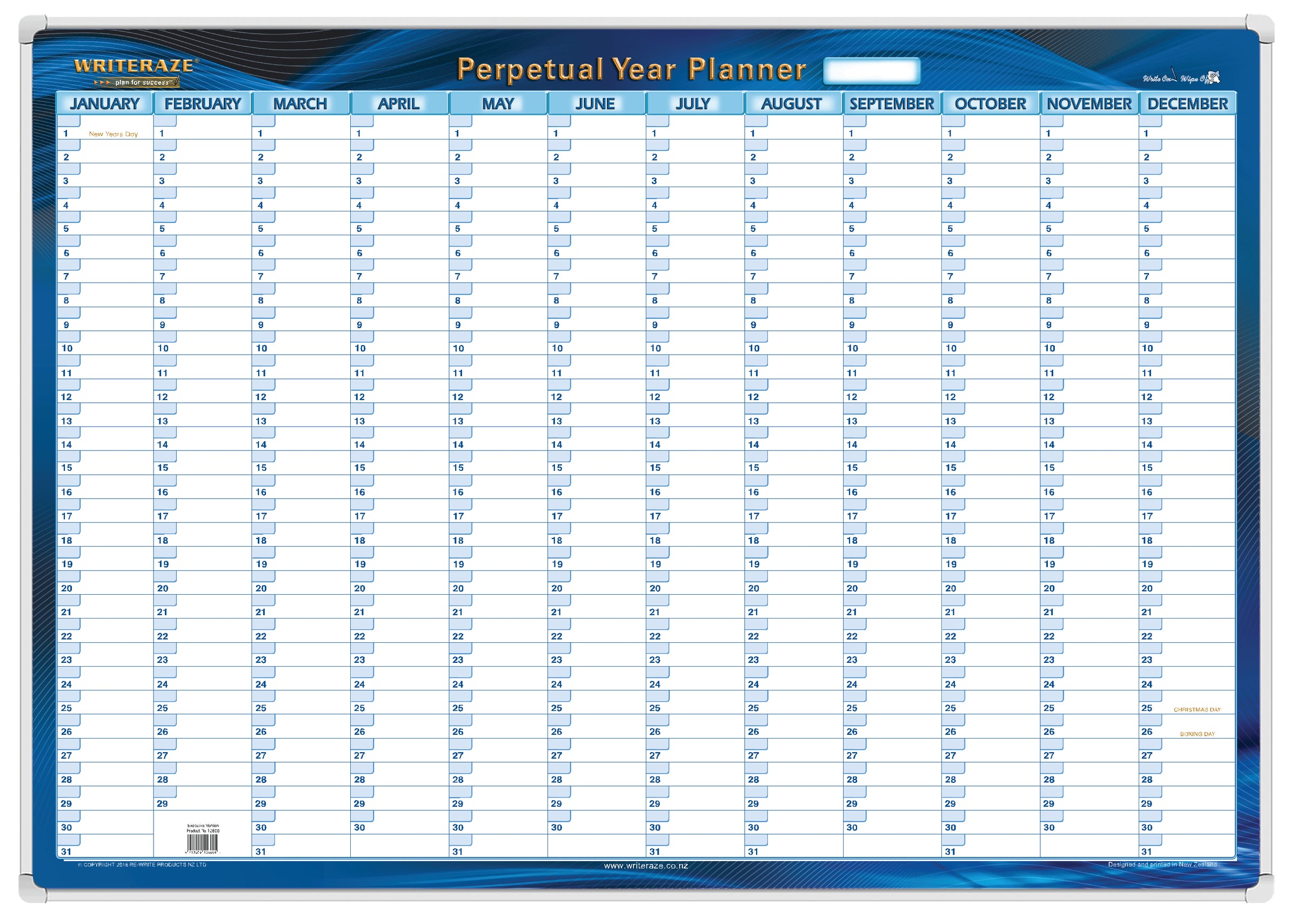 Collins Writeraze Wall Planner - Perpetual year planner (700 x 1000mm ...