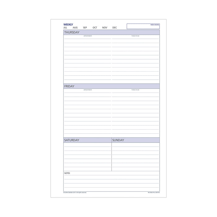 Debden Day Planner Refill Week to View (Undated), Size Desk – Collins ...